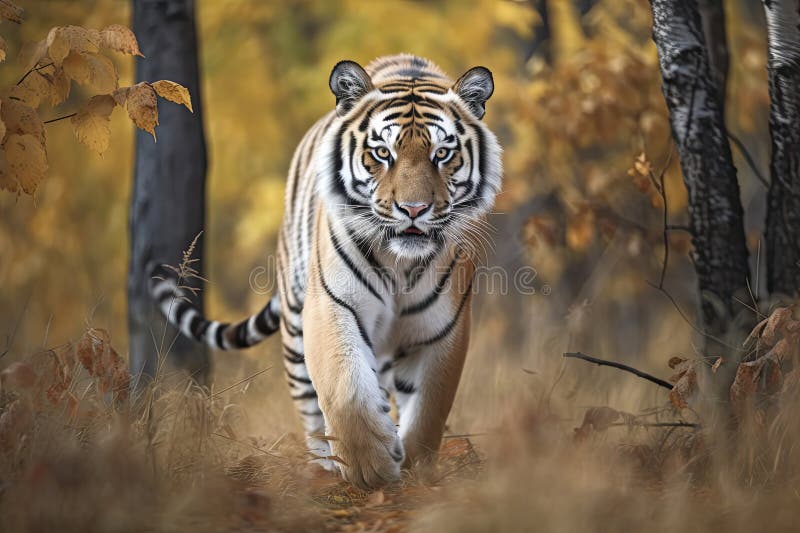 Siberian Tiger Running. Beautiful, Dynamic Stock Image - Image of ...