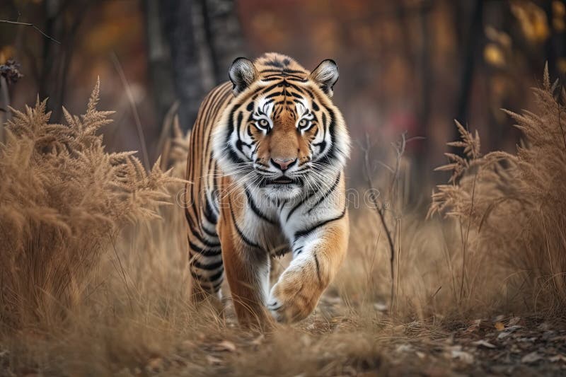 Siberian Tiger Running. Beautiful, Dynamic Stock Illustration ...