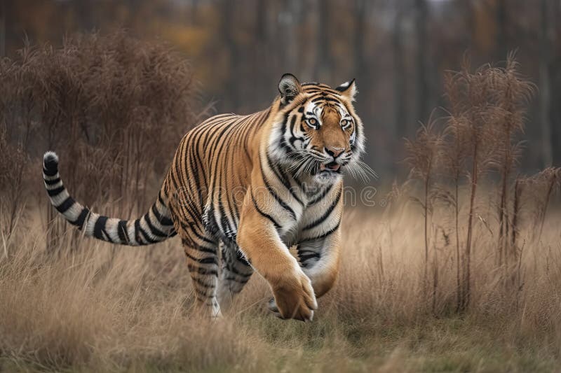 Siberian Tiger Running. Beautiful, Dynamic Stock Illustration ...