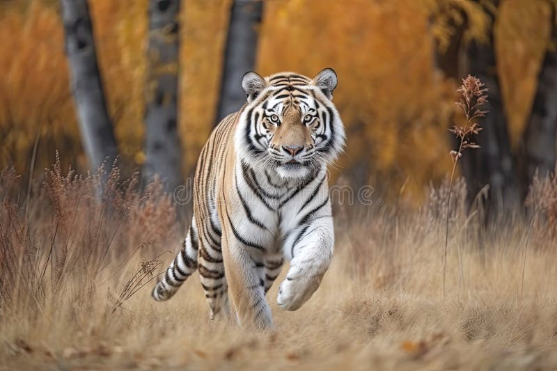Siberian Tiger Running. Beautiful, Dynamic Stock Image - Image of ...