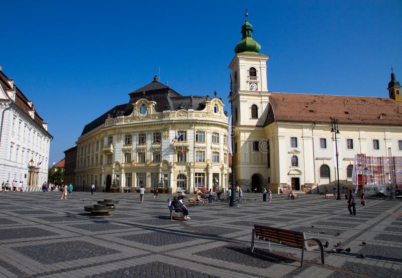 Sibiu-Piata Mare stock image. Image of blue, roof, landscape - 11116125