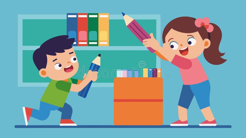 Siblings Playfully Fighting Over Who Gets the Last Cool Pencil Case on ...