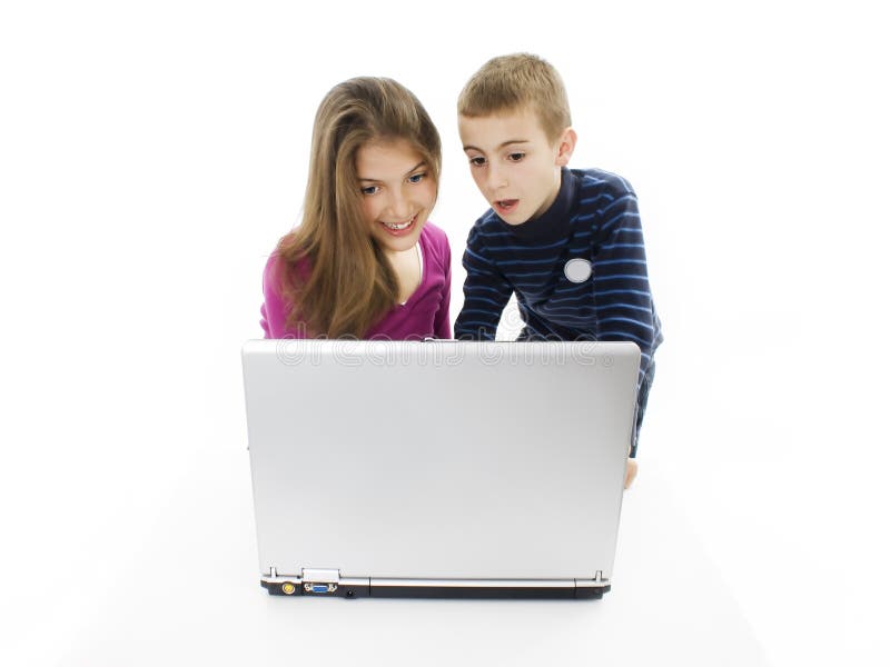 Siblings using computer stock photo. Image of child, education - 16872046