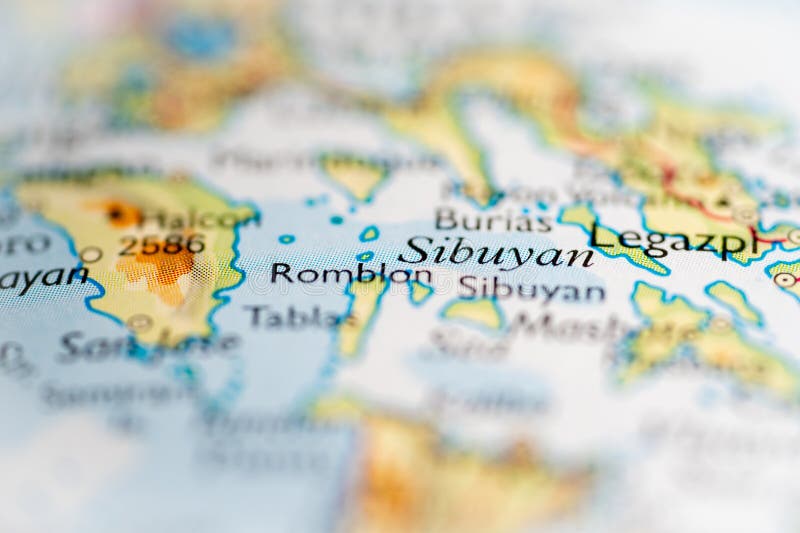 Sibuyan Island, Philippines Highlighted on a World Map Stock Photo ...