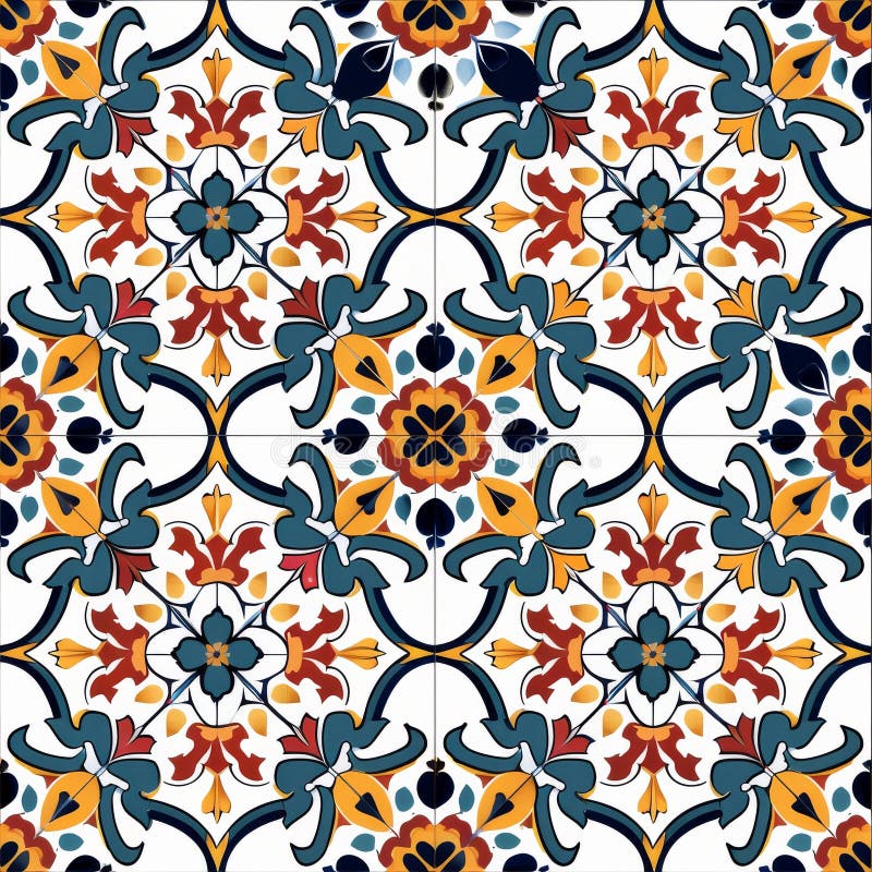 Sicilian Ceramic Style Tile, Featuring Decorative Flourishes with ...