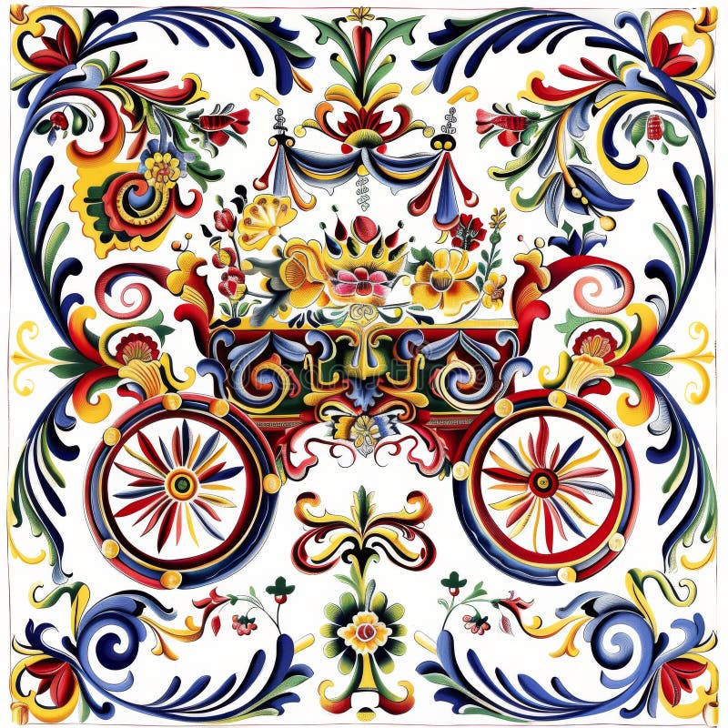 Sicilian Ceramic Style Tile, Featuring Decorative Flourishes with ...