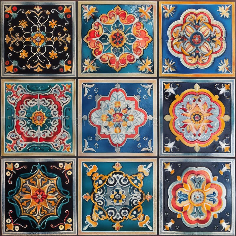 Sicilian Ceramic Style Tile, Featuring Decorative Flourishes with ...