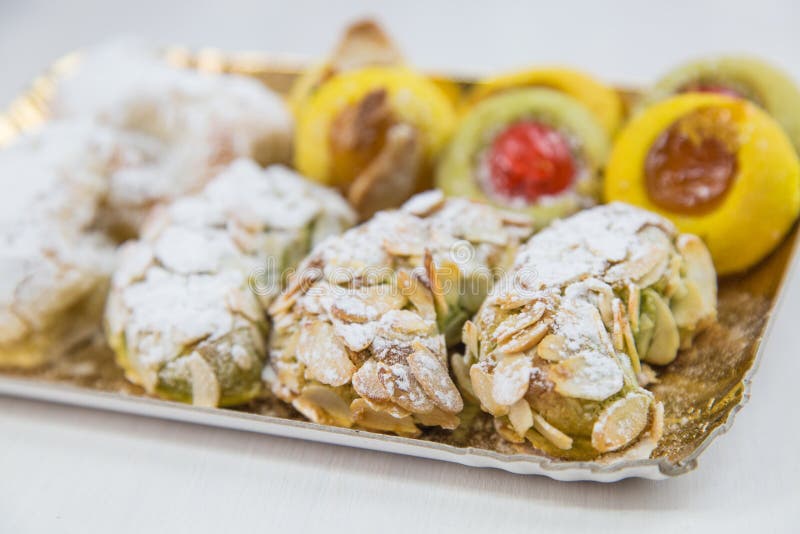 Sicilian Pastry on Rectangular Tray Stock Photo - Image of cheese ...