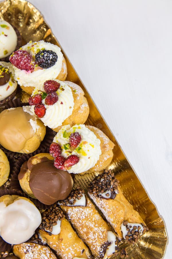 Sicilian Pastry on Rectangular Tray Stock Image - Image of isolated ...
