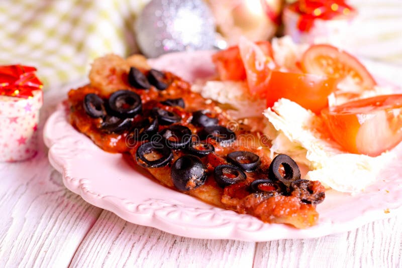Sicilian Stuffed Swordfish with Tomato Sauce, Olives Stock Photo ...