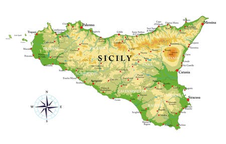 Sicily Highly Detailed Physical Map Stock Vector - Illustration of ...