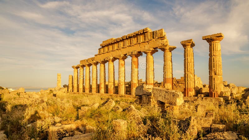 Sicily, Italy: Acropolis of Selinunte Stock Photo - Image of evening ...