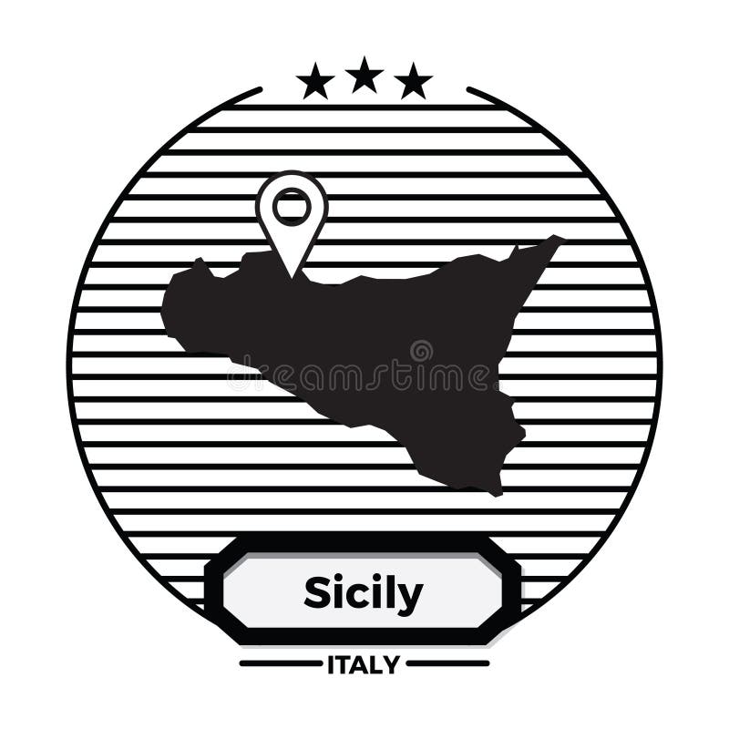 Sicily Map Label. Vector Illustration Decorative Design Stock Vector ...