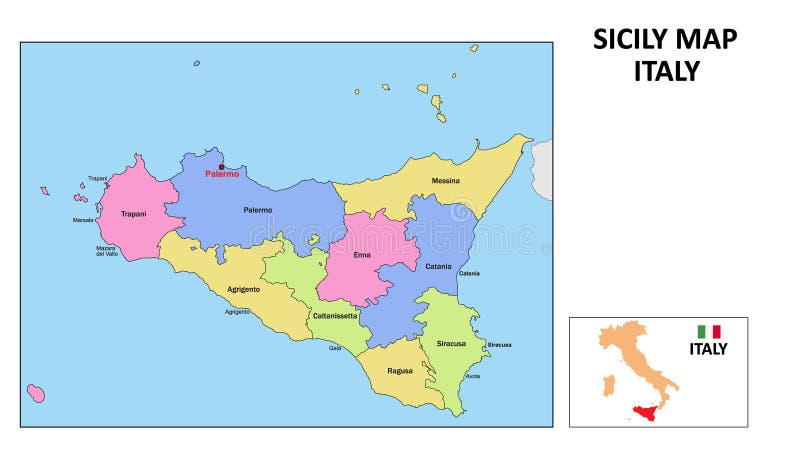 Sicily Map. State and District Map of Sicily Stock Vector ...