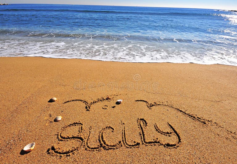 Sicily sign on the beach stock image. Image of sign, palermo - 74771571