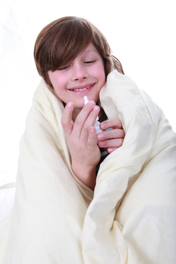 Sick boy stock image. Image of medicine, blond, child - 23954323