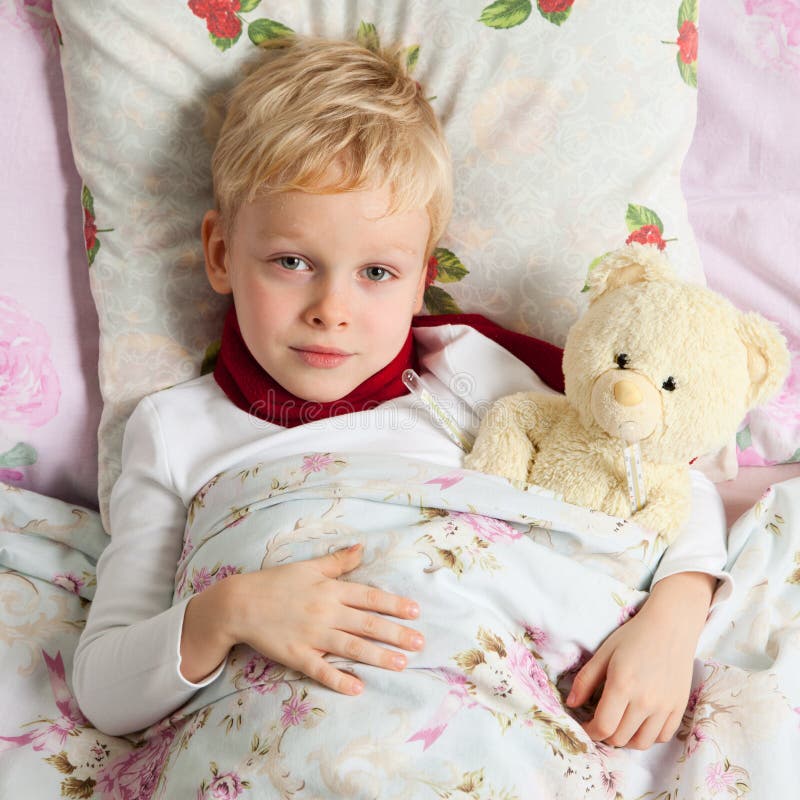 Sick boy is in bed stock image. Image of health, sickness - 27946889