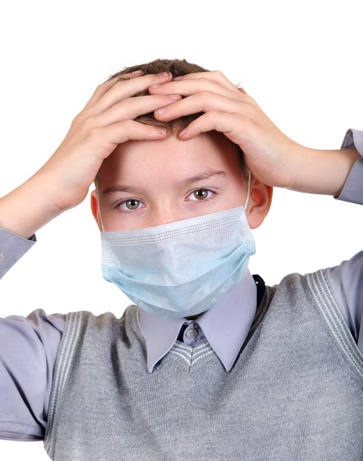 Sick Boy in Flu Mask stock image. Image of grasp, disease - 36659777