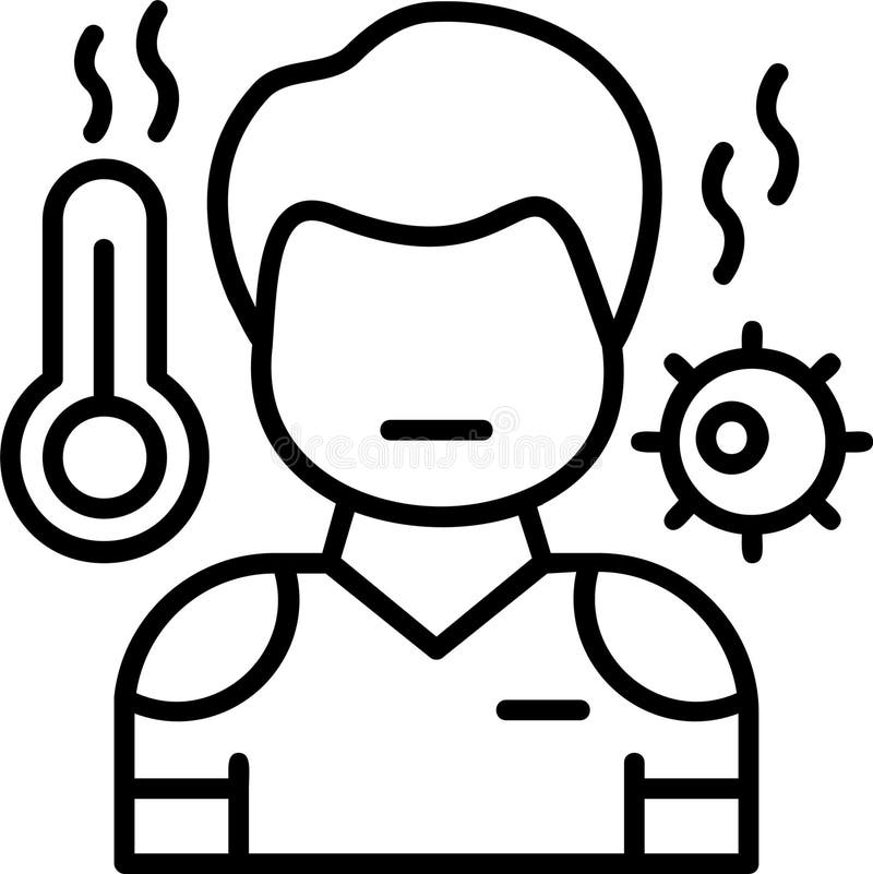 Sick Boy Outline Vector Icon Stock Vector - Illustration of medical ...