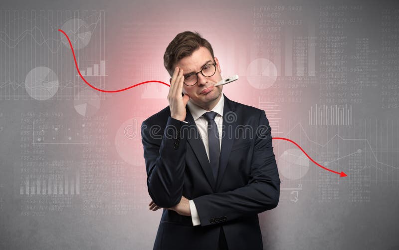 Sick Businessman with Decreasing Performance Concept Stock Image ...