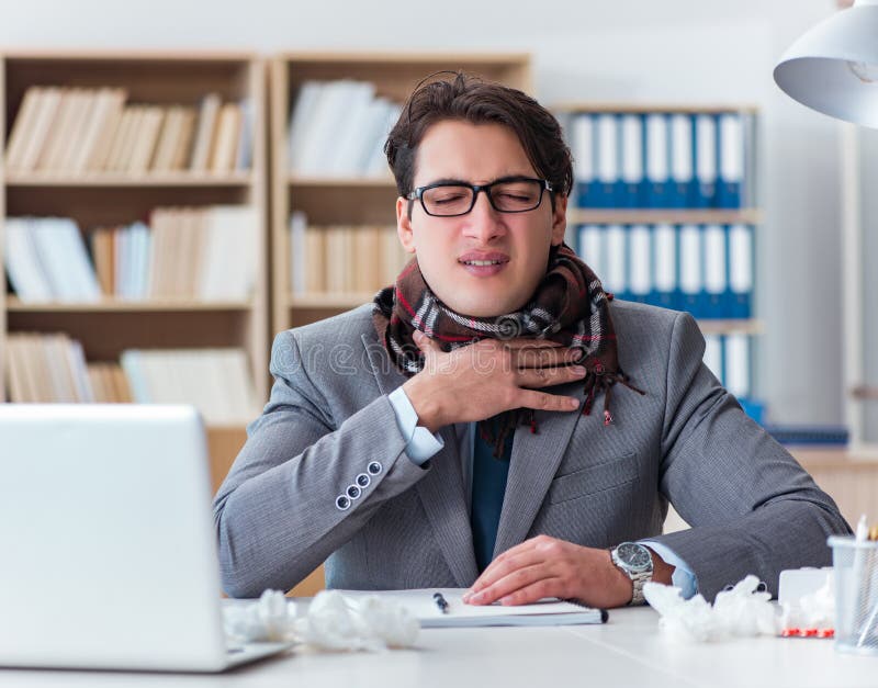 Sick Businessman Suffering from Illness in the Office Stock Photo ...