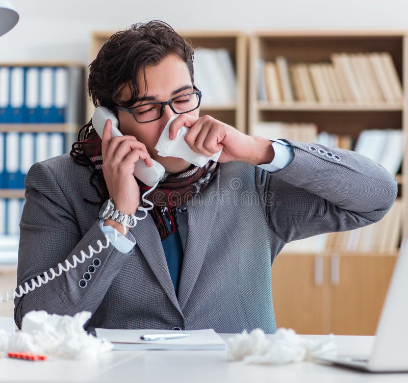 Sick Businessman Suffering from Illness in the Office Stock Image ...