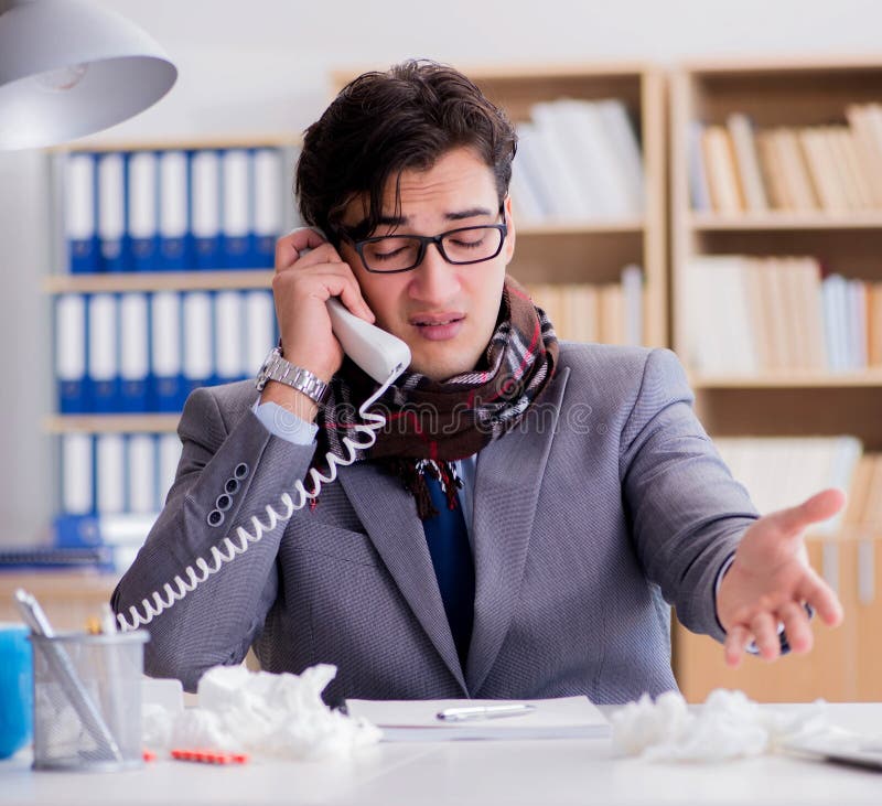 Sick Businessman Suffering from Illness in the Office Stock Photo ...