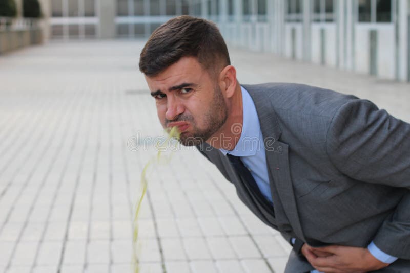 Sick Businessman Throwing Up in the Office Stock Image - Image of ...