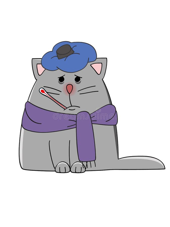 Sick cat stock vector. Illustration of sadness, feline - 32180566