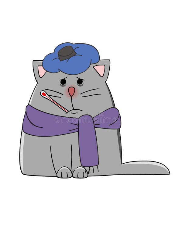 Sick cat stock vector. Illustration of sadness, feline - 32180566