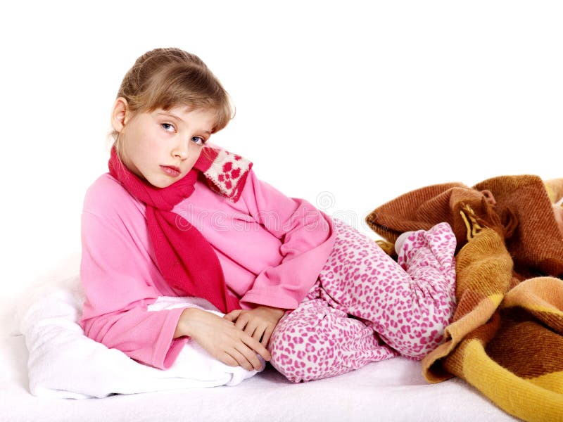 Sick Child Recovers. Isolated on White. Stock Photo - Image of ...