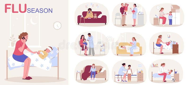 Sick Children Flat Composition Stock Vector - Illustration of design ...
