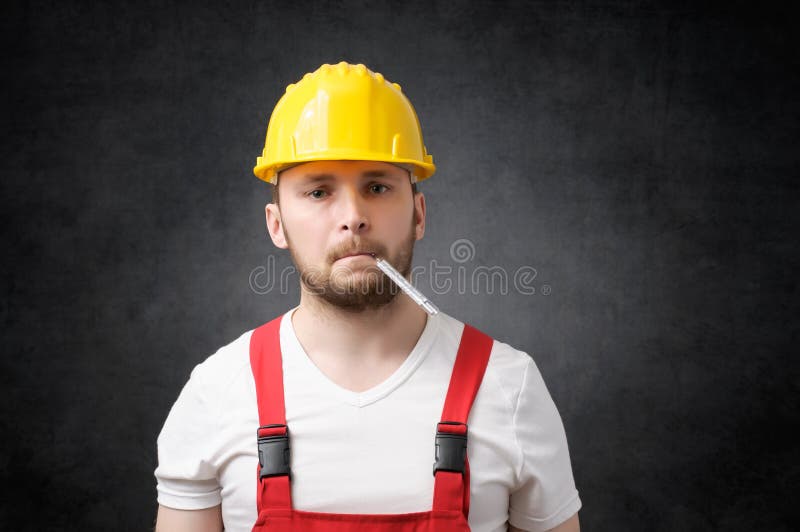 Sick construction worker stock image. Image of plumbing - 108232519
