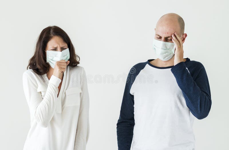 Sick Couple Wearing Surgical Mask Stock Photo - Image of boyfriend ...
