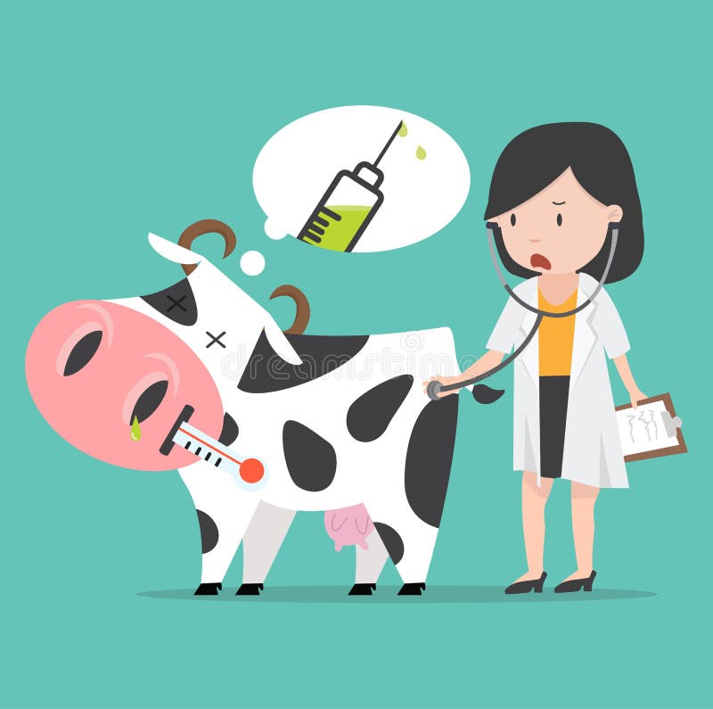 Sick Cow stock vector. Illustration of sick, thermometer - 1823443