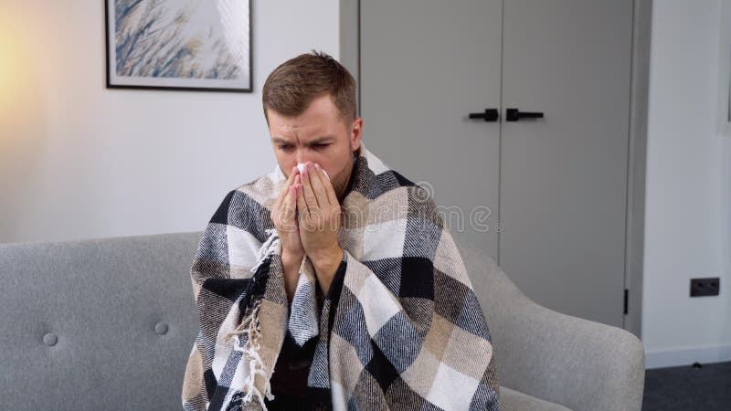 Sick Day at Home. a Man Has Runny and Common Cold Stock Footage - Video ...
