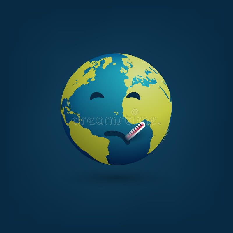 Sick Earth - Globe with Thermometer - Covid-19 Design Concept - Vector ...