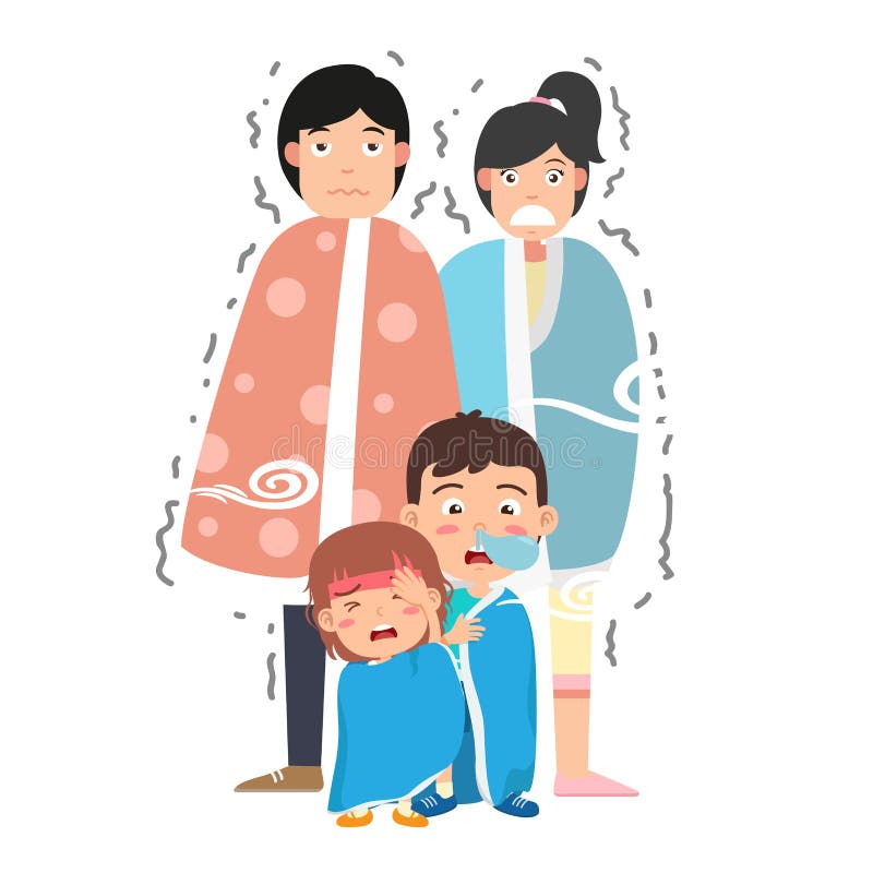 Sick Family Character Cold and Flu Stock Vector - Illustration of ...
