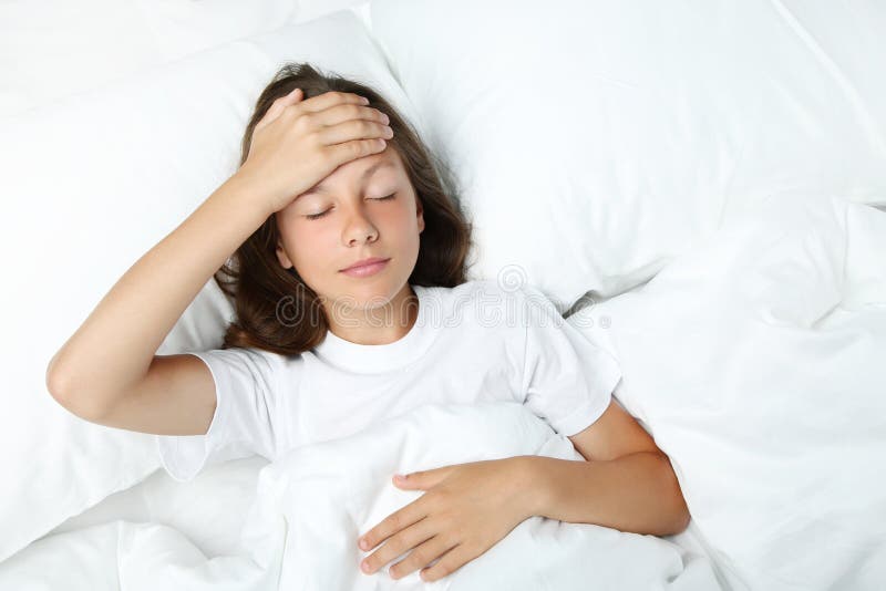 Sick girl stock image. Image of disease, healthy, fever - 96377987