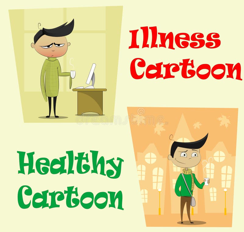 Sick and healthy man stock vector. Illustration of influenza - 77500626