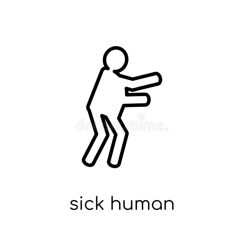 Sick Human Icon. Trendy Modern Flat Linear Vector Sick Human Icon on ...