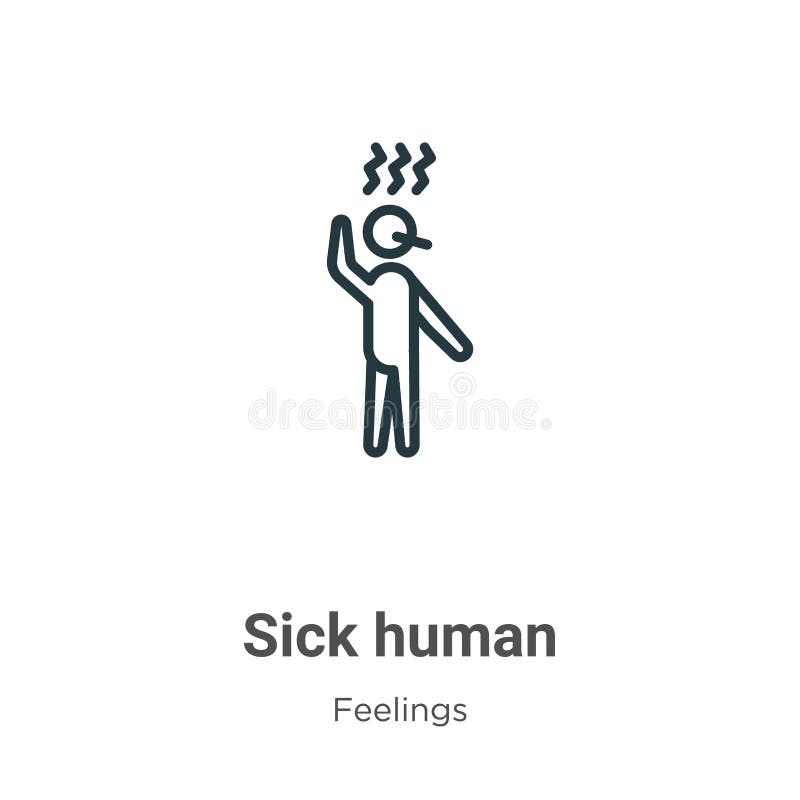 Sick Human Outline Vector Icon. Thin Line Black Sick Human Icon, Flat ...
