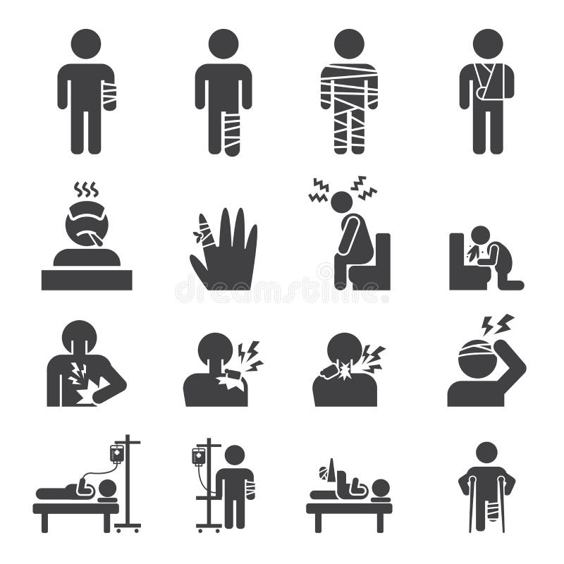 Sick icon set stock illustration. Illustration of bruises - 60358075