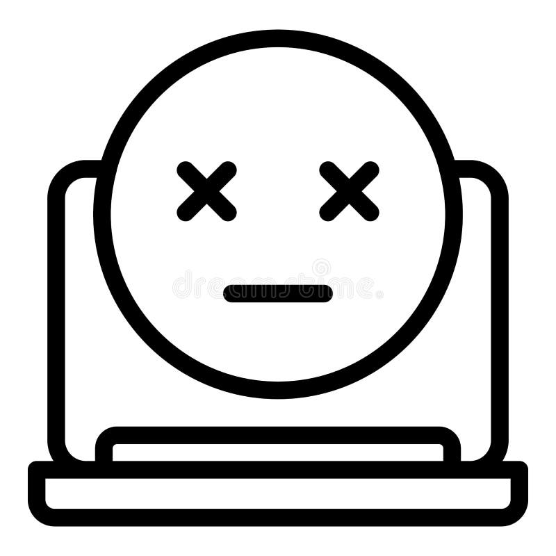 Sick Laptop Icon, Outline Style Stock Vector - Illustration of computer ...