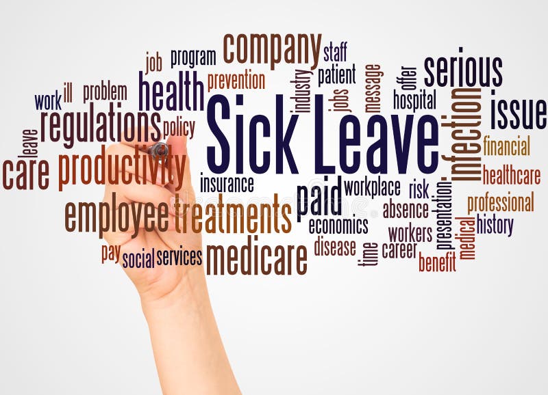 Sick Leave Word Cloud and Hand with Marker Concept Stock Illustration ...