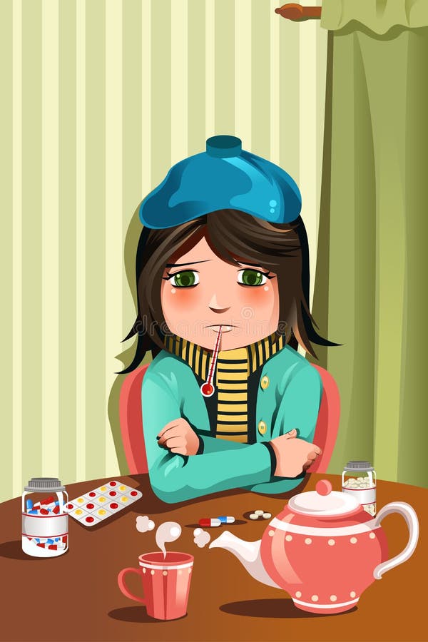 Flu Cartoon Girl