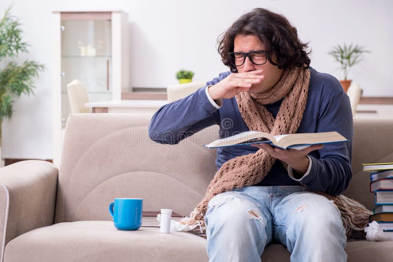 Sick Male Student Suffering at Home Stock Image - Image of disease ...
