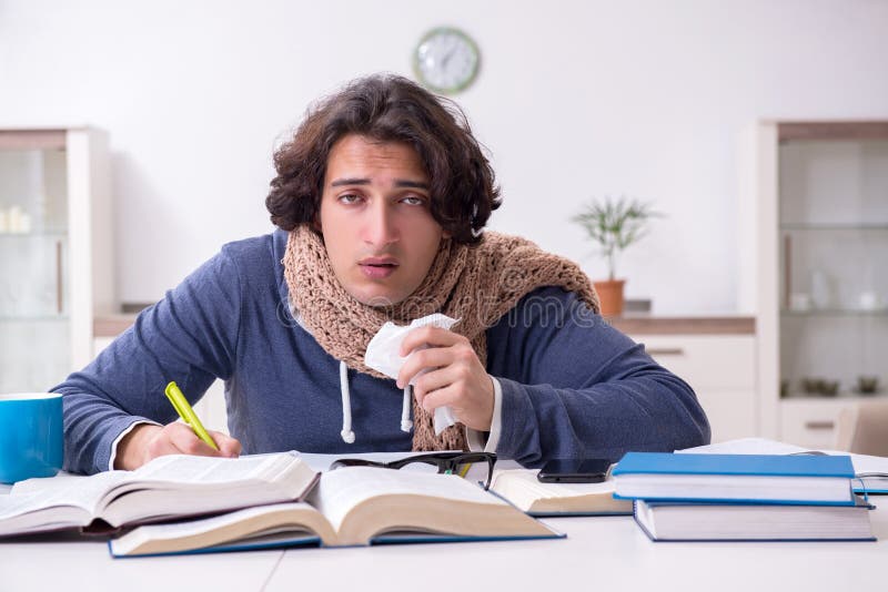 Sick Male Student Suffering at Home Stock Image - Image of disease ...