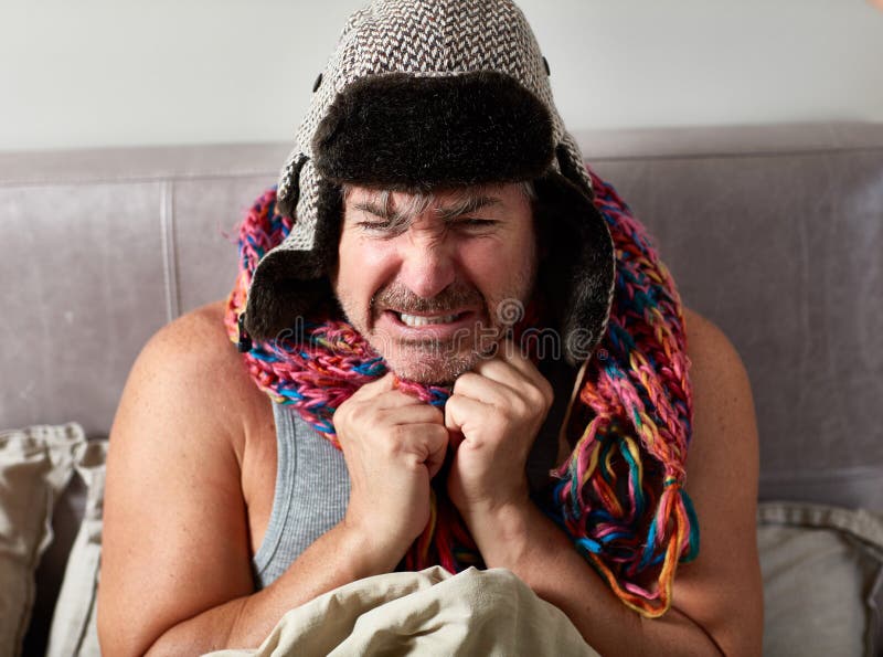 Sick man in bed stock photo. Image of problem, fever - 87463596