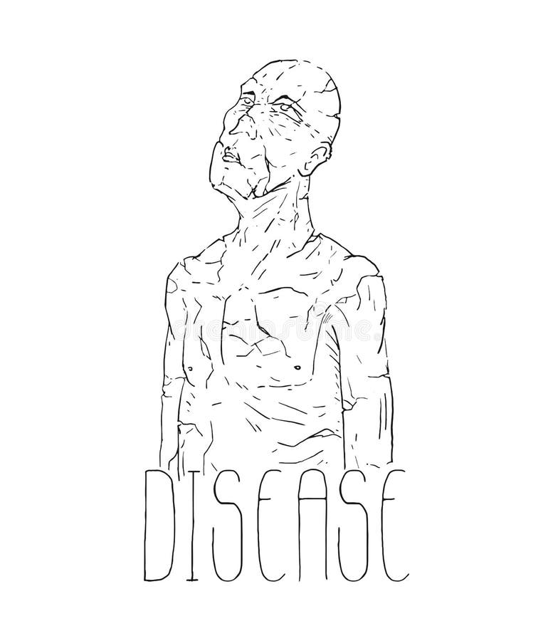 Sick Man Draw with Disease Meesage in Spanish Stock Vector ...